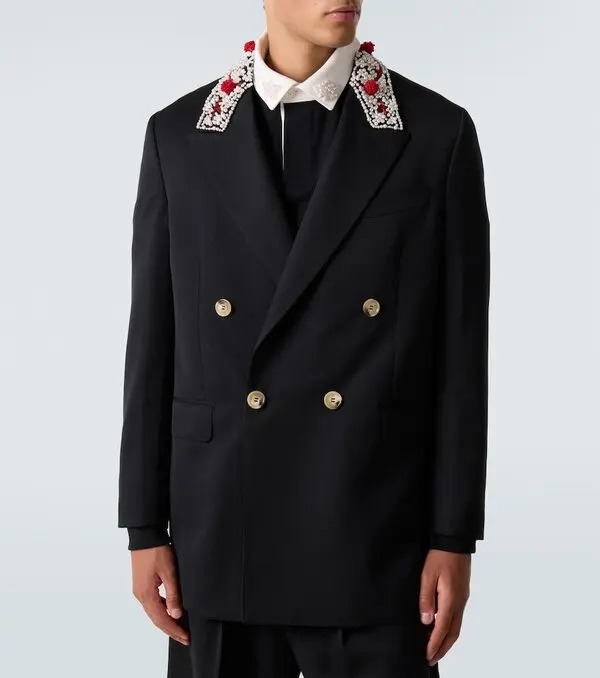 Simone Rocha Embellished Double-breasted Blazer