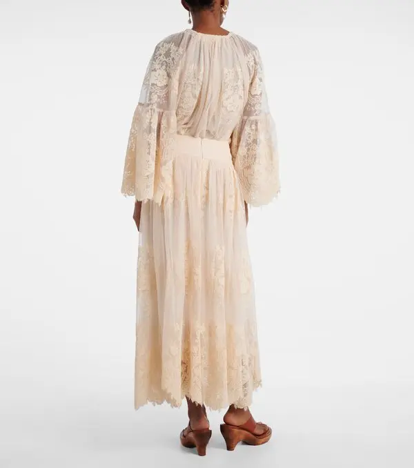 Zimmermann Hypnotic Floral Lace Maxi Skirt - Beige