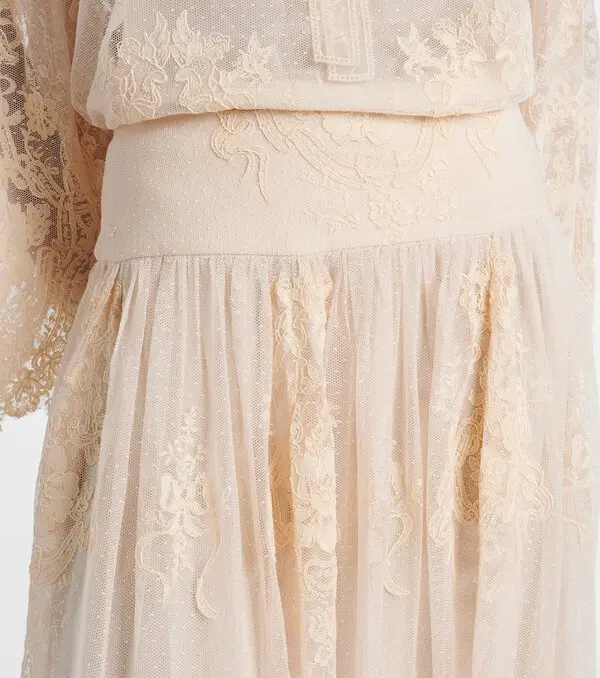 Zimmermann Hypnotic Floral Lace Maxi Skirt - Beige