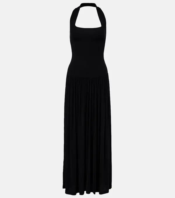 AYA MUSE Quill Halterneck Maxi Dress - Black
