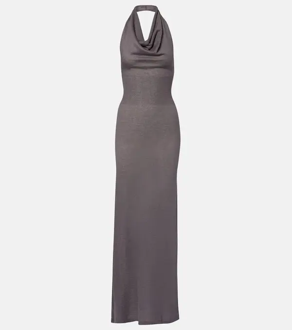 AYA MUSE Reed Halterneck Maxi Dress - Grey