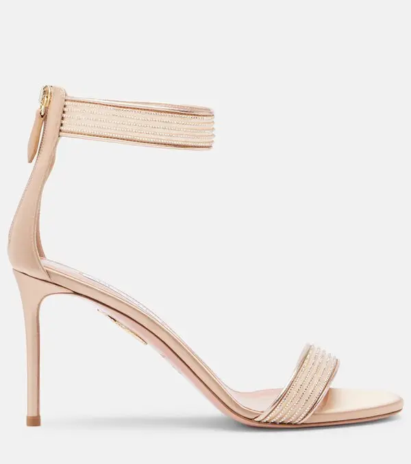 AQUAZZURA Shimmer 85 Embellished Satin Sandals