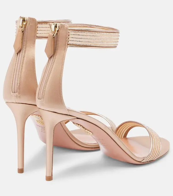 AQUAZZURA Shimmer 85 Embellished Satin Sandals