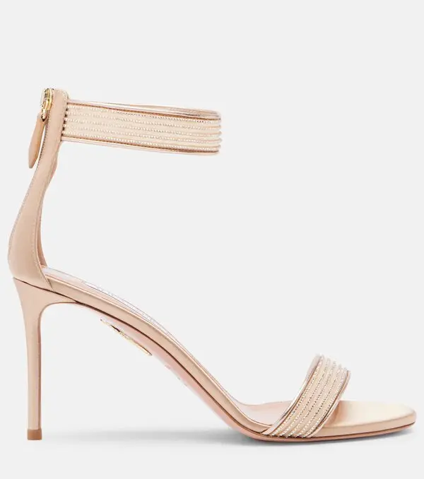 AQUAZZURA Shimmer 85 Embellished Satin Sandals