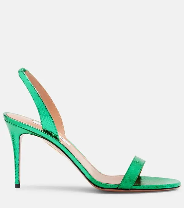 AQUAZZURA So Nude 85 Snake-effect Leather Sandals - Green