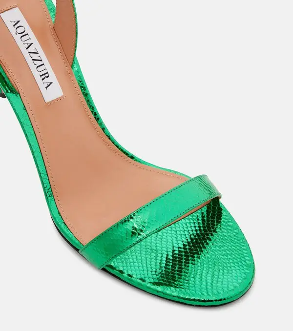 AQUAZZURA So Nude 85 Snake-effect Leather Sandals - Green