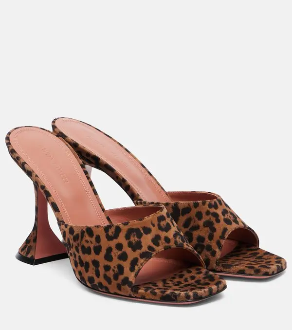 Amina Muaddi Lupita Leopard-print 95 Suede Mules