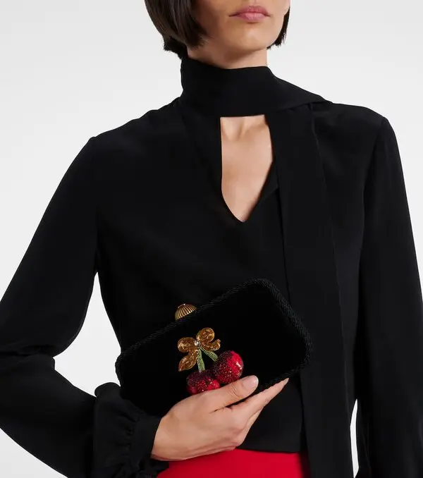 Valentino Garavani Carry Secrets Embellished Velvet Clutch