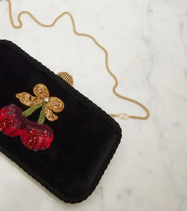 Valentino Garavani Carry Secrets Embellished Velvet Clutch