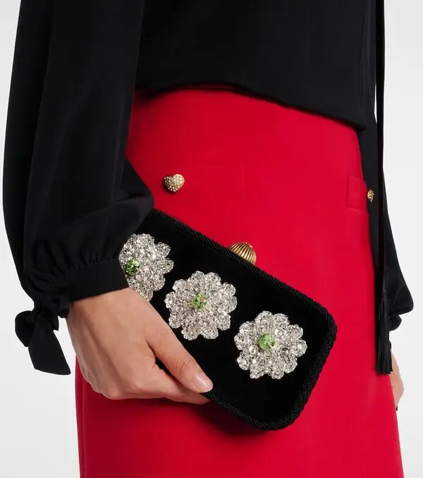 Valentino Garavani Carry Secrets Embellished Velvet Clutch