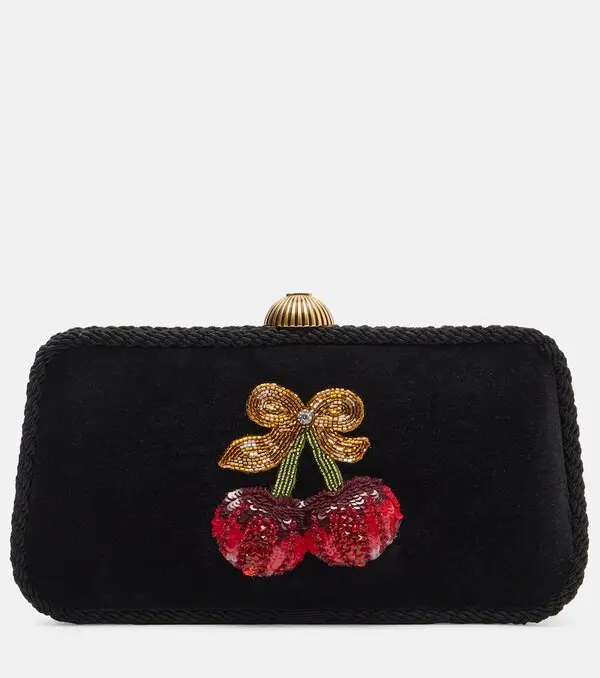 Valentino Garavani Carry Secrets Embellished Velvet Clutch - Black