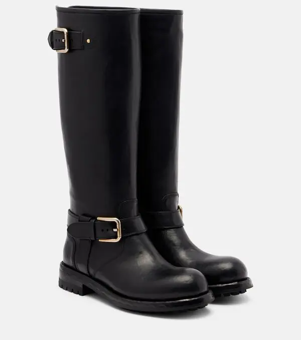 Dolce & Gabbana Leather Biker Boots - Black