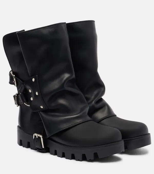Dolce & Gabbana Leather Biker Boots - Black