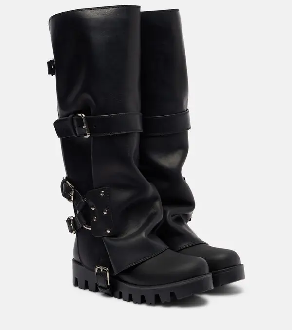 Dolce & Gabbana Leather Biker Boots - Black