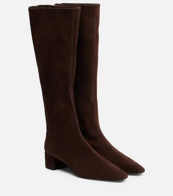 AQUAZZURA Saint Honore 35 Suede Knee-high Boots - Brown