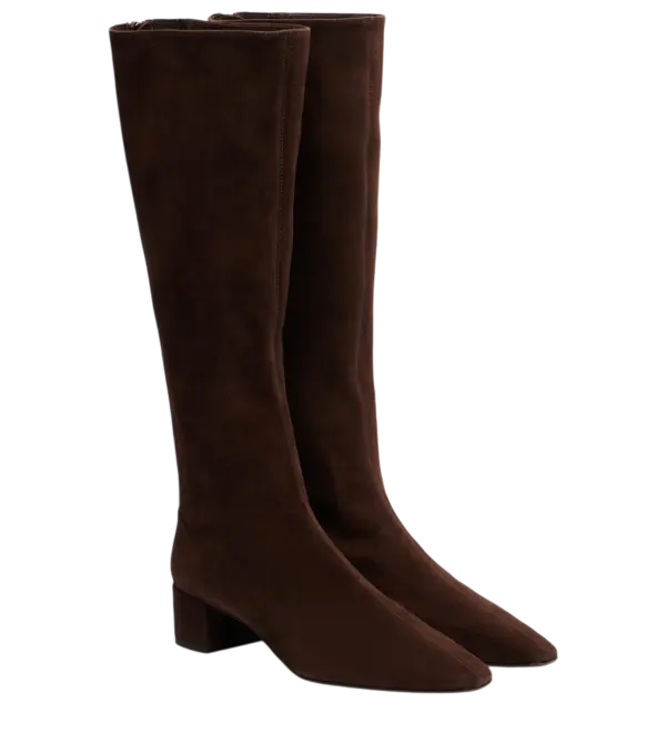 AQUAZZURA Saint Honore 35 Suede Knee-high Boots - Brown