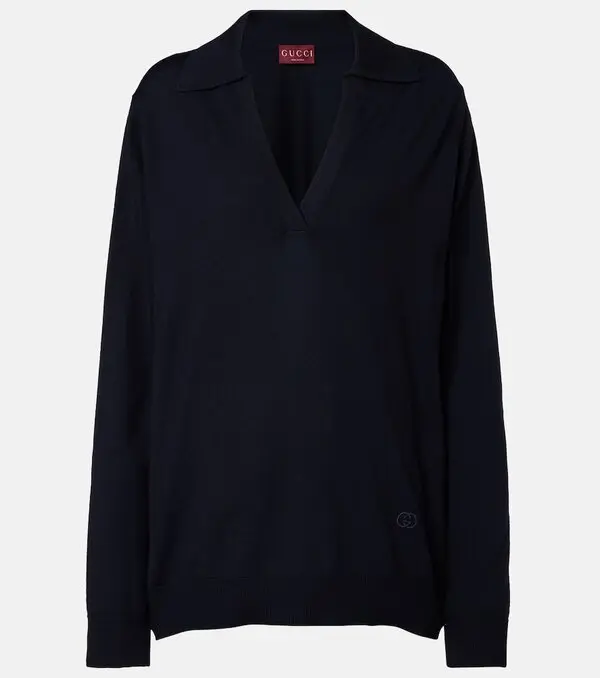 Gucci V-neck Wool Sweater - Blue
