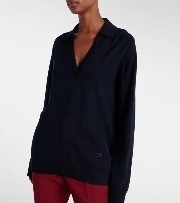 Gucci V-neck Wool Sweater - Blue