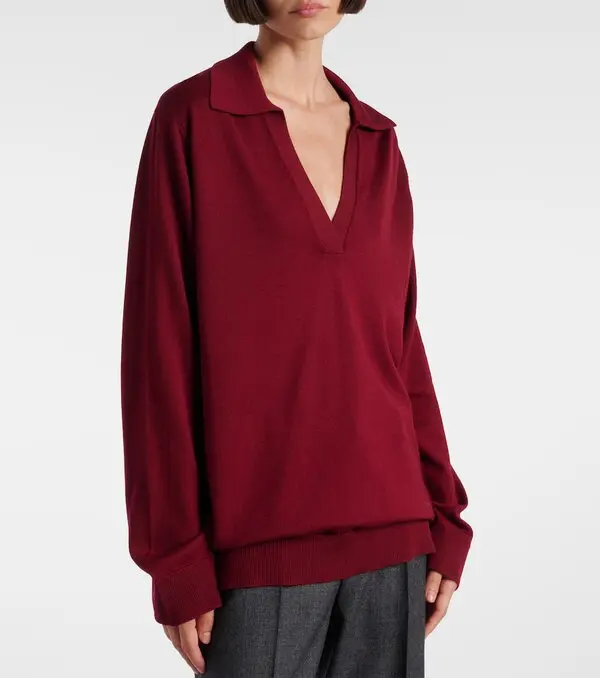 Gucci V-neck Wool Sweater - Burgundy