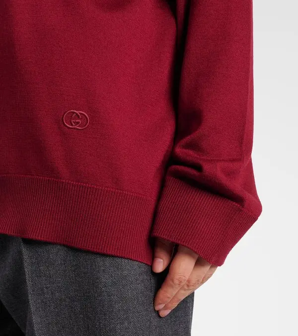 Gucci V-neck Wool Sweater - Burgundy