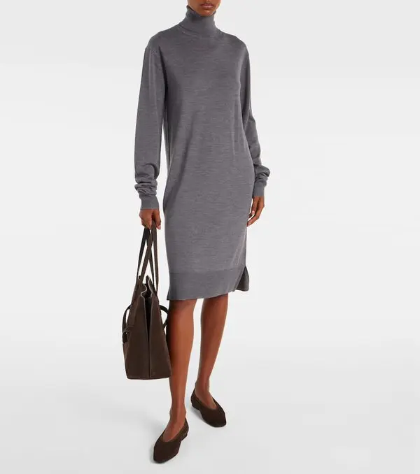 TOTEME Wool And Silk Sweater Dress - Grey