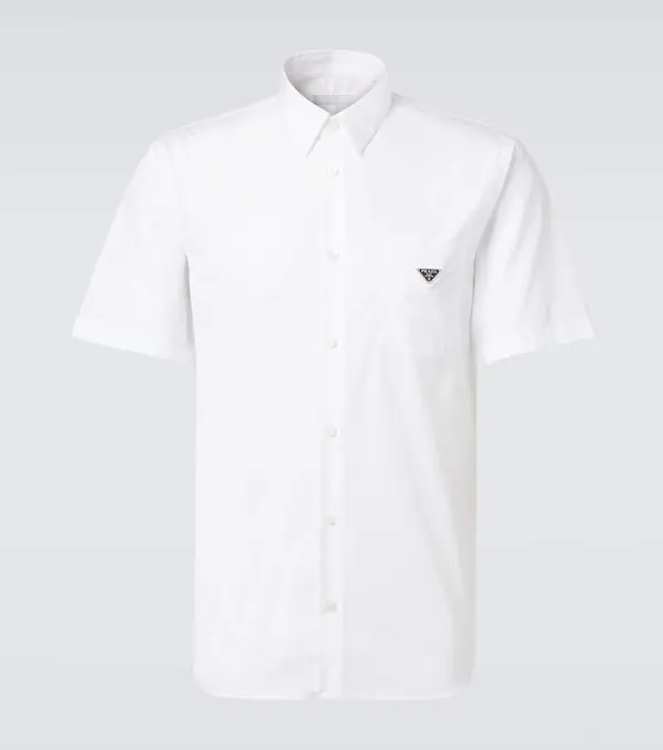 Prada Logo Cotton Poplin Bowling Shirt
