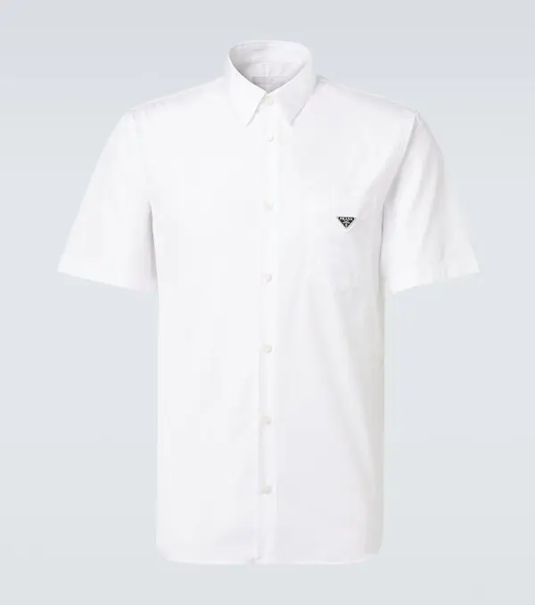 Prada Logo Cotton Poplin Bowling Shirt