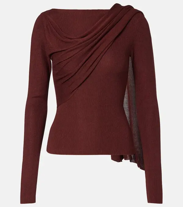 AYA MUSE Draped Silk-blend Top