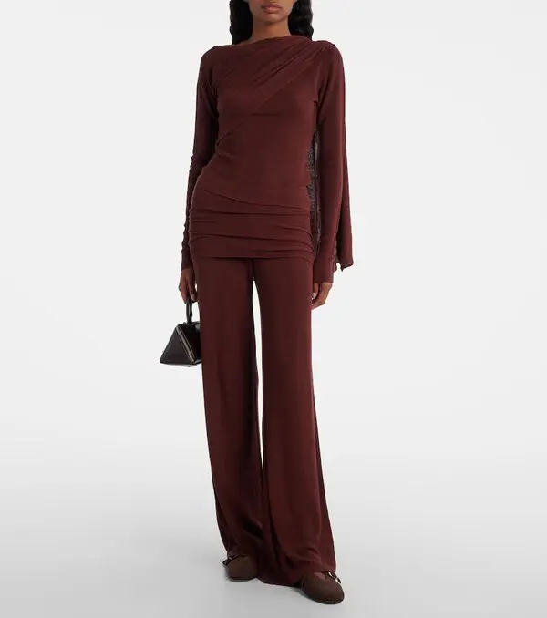 AYA MUSE Draped Silk-blend Top