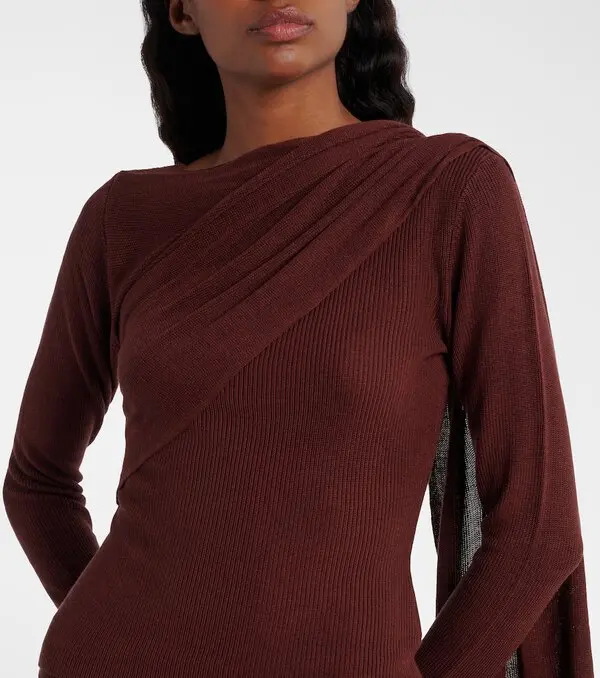 AYA MUSE Draped Silk-blend Top