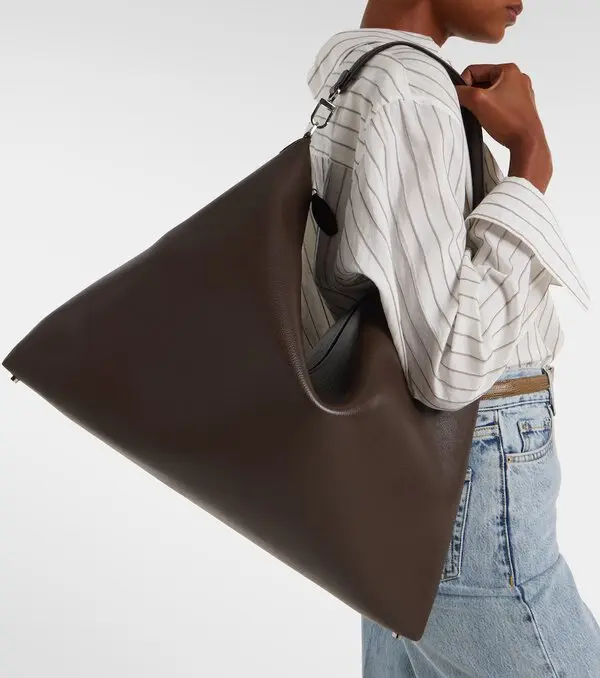 TOTEME Bevel Leather Tote Bag - Brown