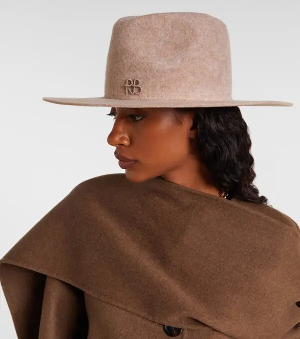 Ruslan Baginskiy Monogram Wool-blend Felt Fedora - Beige