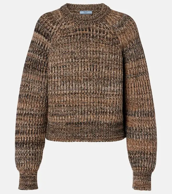 Prada Wool And Cashmere Crewneck Sweater - Brown