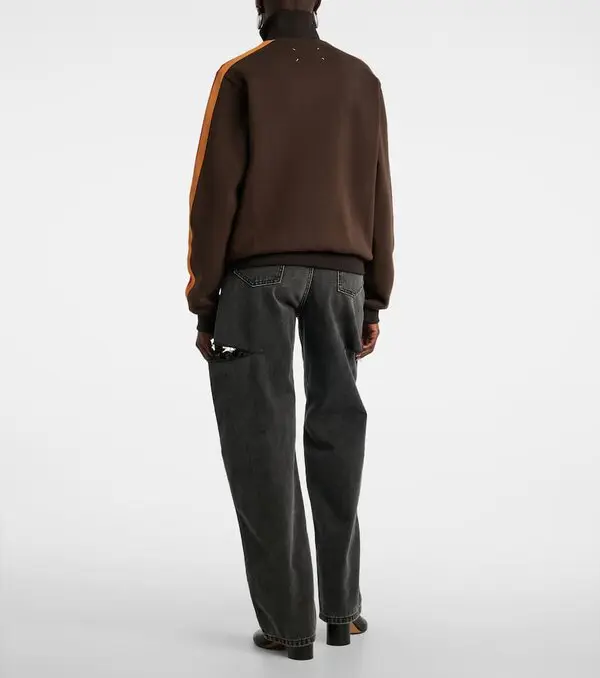 MAISON MARGIELA Cotton-blend Jersey Half-zip Sweatshirt