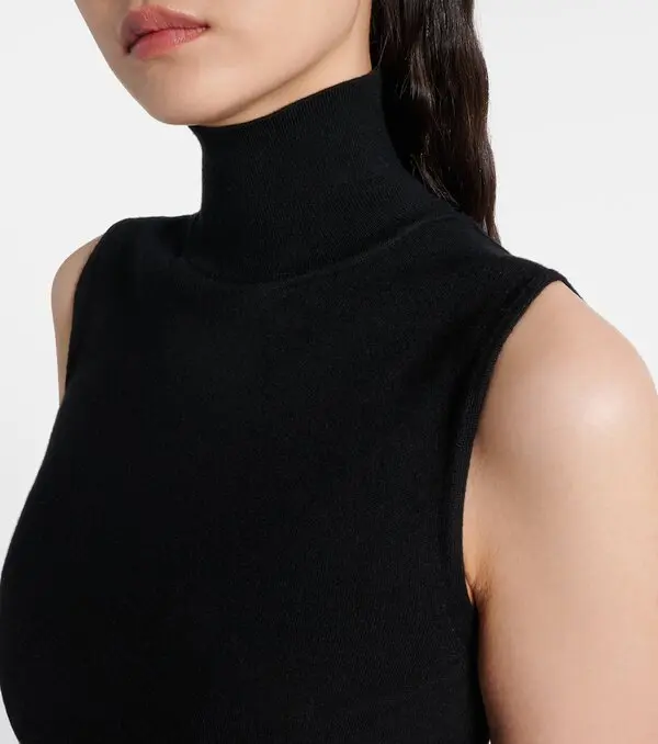 Loro Piana Sleeveless Turtleneck Cashmere Top - Black