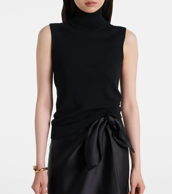 Loro Piana Sleeveless Turtleneck Cashmere Top - Black