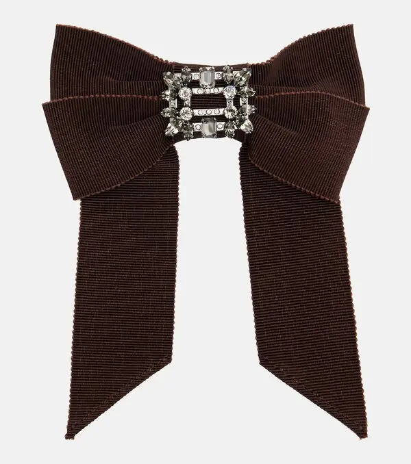 ROGER VIVIER Broche Vivier Embellished Hair Clip - Brown