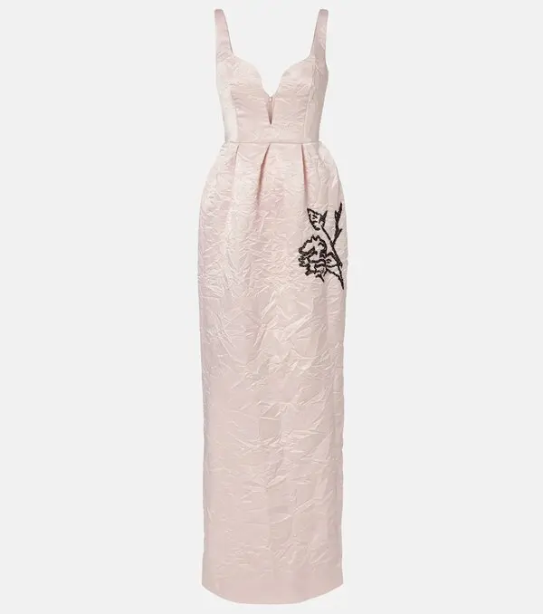 Erdem Embroidered Satin Gown - Pink