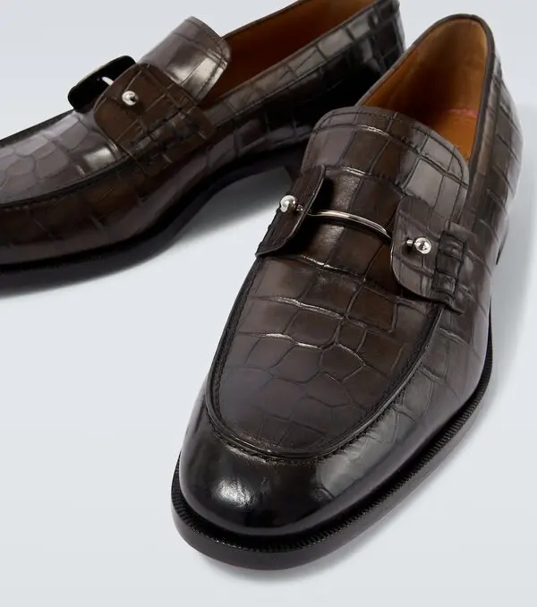 CHRISTIAN LOUBOUTIN Chambelimoc Croc-effect Leather Loafers
