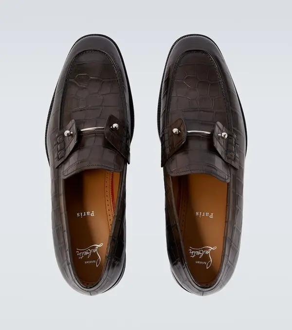 CHRISTIAN LOUBOUTIN Chambelimoc Croc-effect Leather Loafers