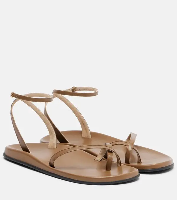 The Row Hugh Leather Sandals Green Editorialist