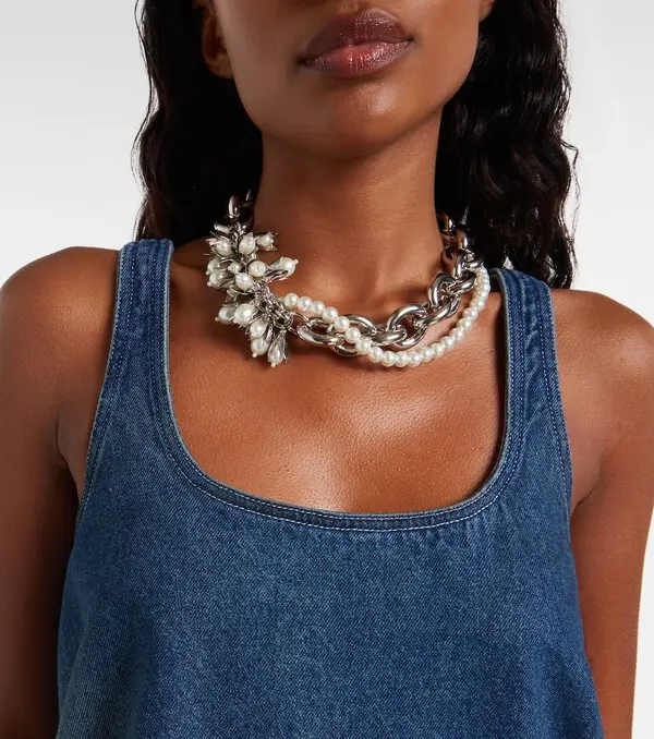 Simone Rocha Distressed Denim Minidress - Blue
