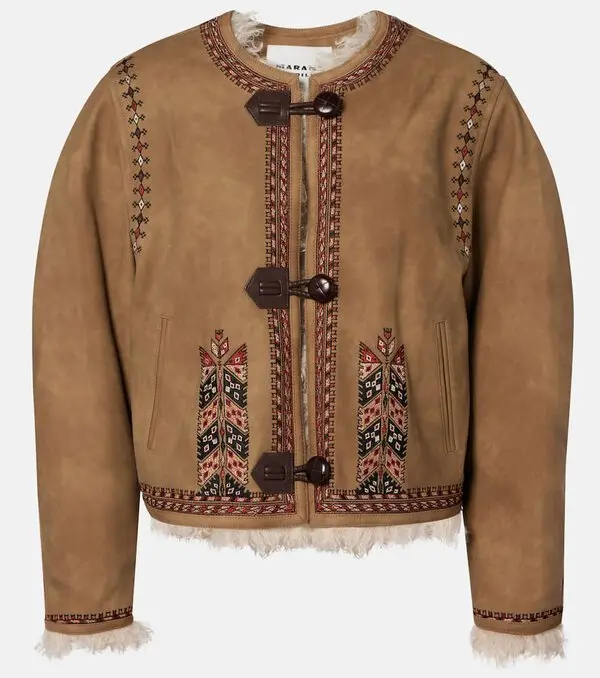 MARANT ETOILE Cely Embroidered Jacket - Beige