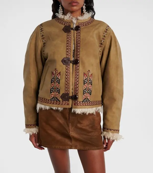 MARANT ETOILE Cely Embroidered Jacket - Beige
