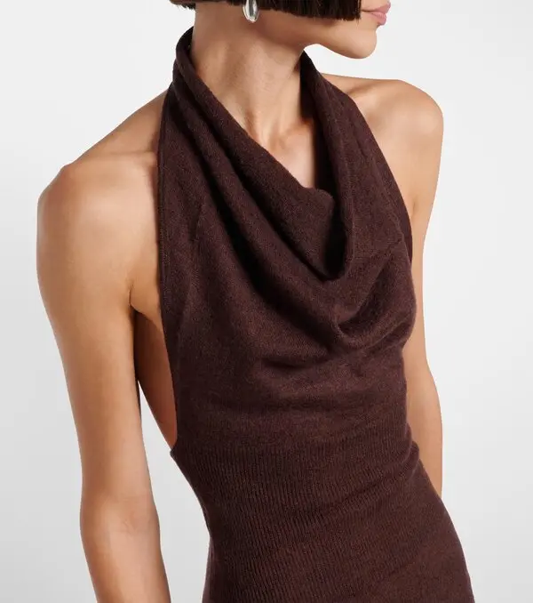 AYA MUSE Reed Halterneck Maxi Dress - Brown