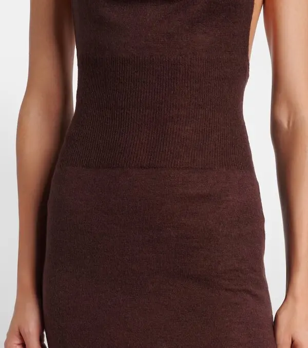 AYA MUSE Reed Halterneck Maxi Dress - Brown