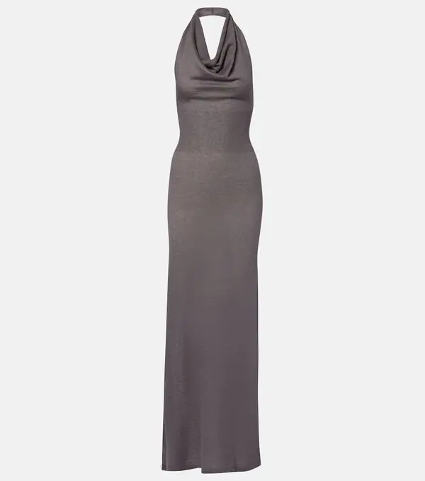 AYA MUSE Reed Halterneck Maxi Dress - Grey