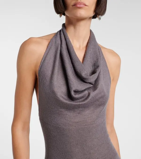AYA MUSE Reed Halterneck Maxi Dress - Grey