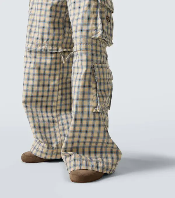 ERL Checked Cotton Cargo Trousers