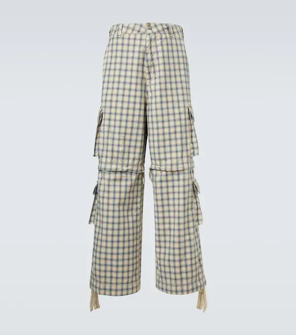 ERL Checked Cotton Cargo Trousers - Blue